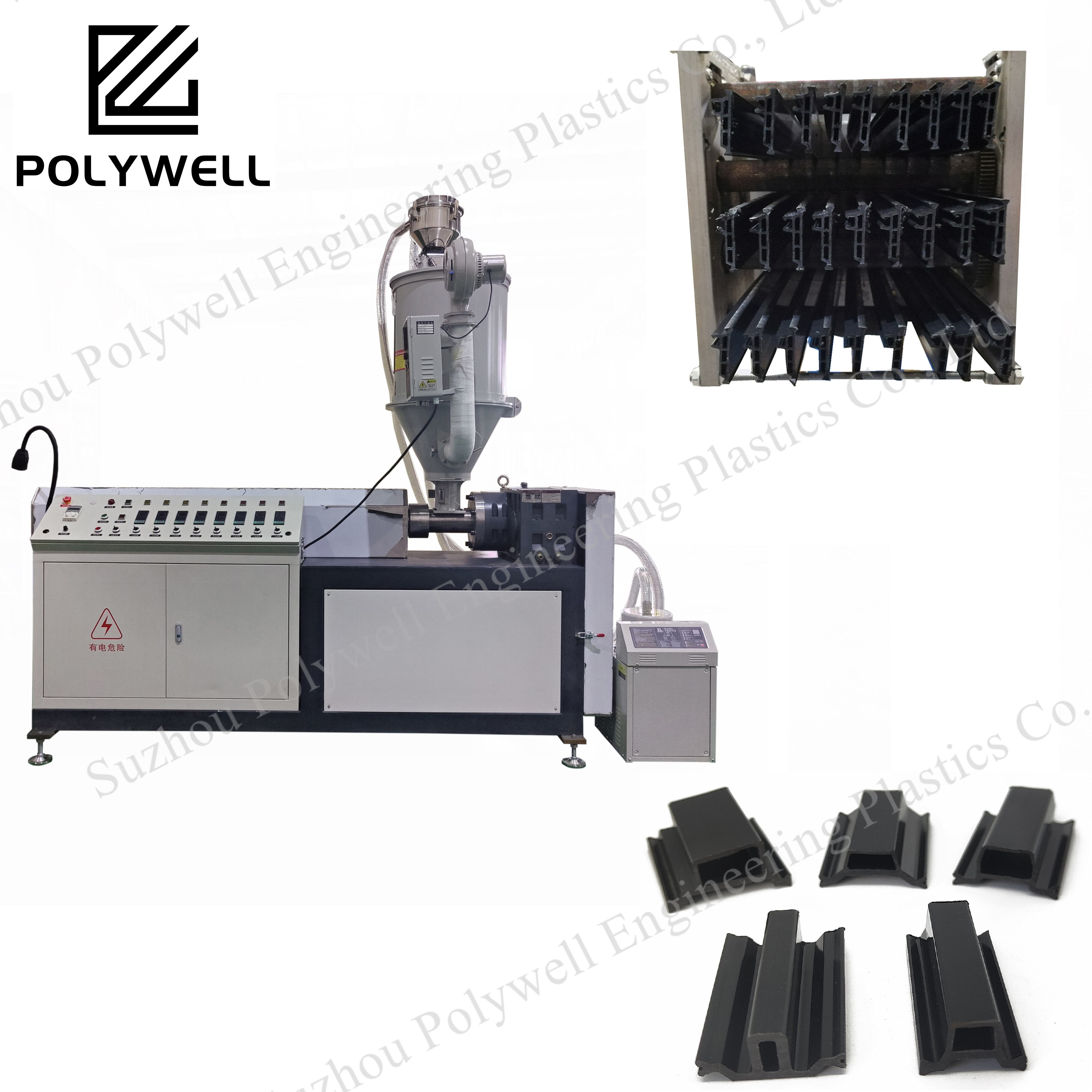 Plastic Polyamide Strip Extrusion Line Single Screw Extruder PA66 GF25 Forming Profile ...